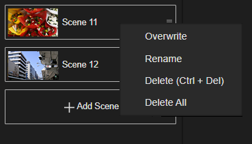 M2 Live | Help Guide | Creating/Overwriting/Renaming/Deleting a Scene