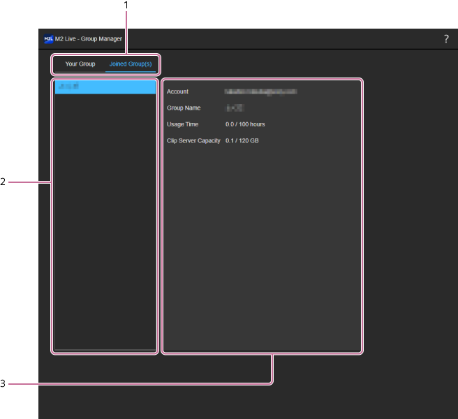 M2 Live | ヘルプガイド | [Group Manager]画面の構成