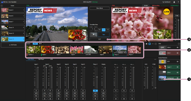 M2 Live | ヘルプガイド | カット効果での切り換え
