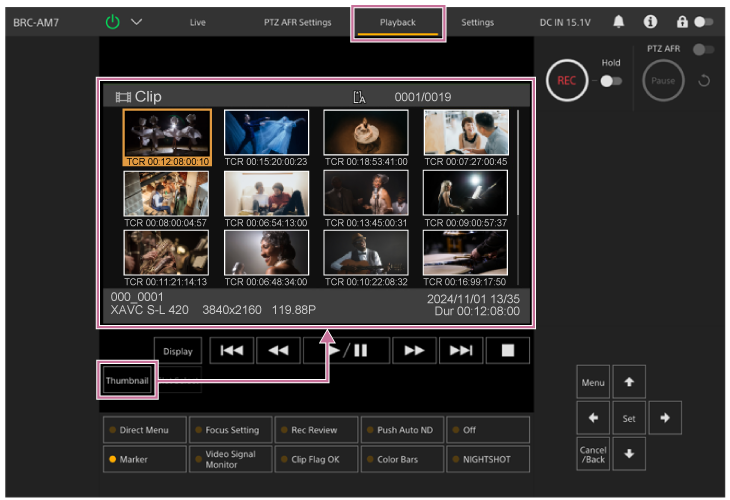 BRC-AM7 | Guía de Ayuda | Pantalla de imágenes en miniatura