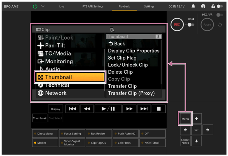 BRC-AM7 | 도움말 안내 | 카메라 메뉴 구성